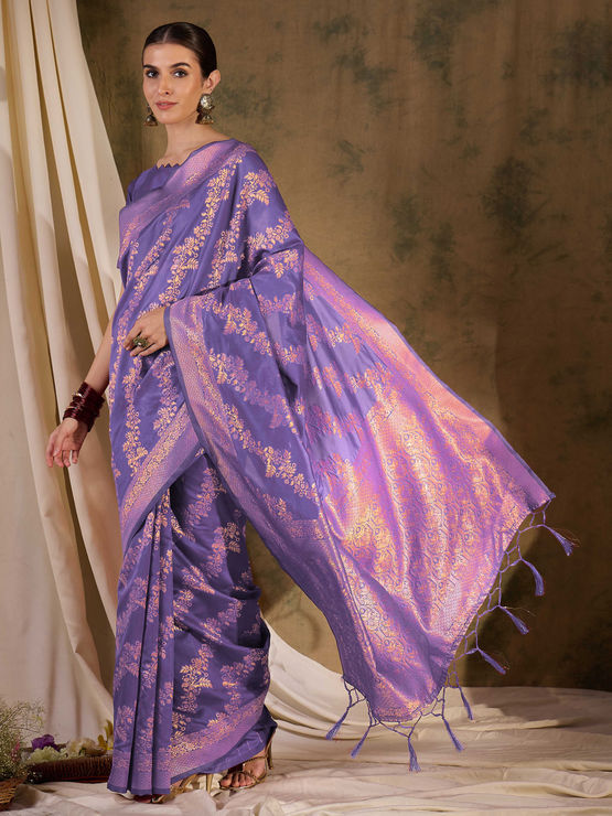 Party Wear, Traditional Purple and Violet color Banarasi Silk fabric ...