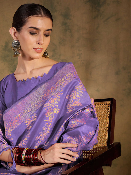 Party Wear, Traditional Purple and Violet color Banarasi Silk fabric ...