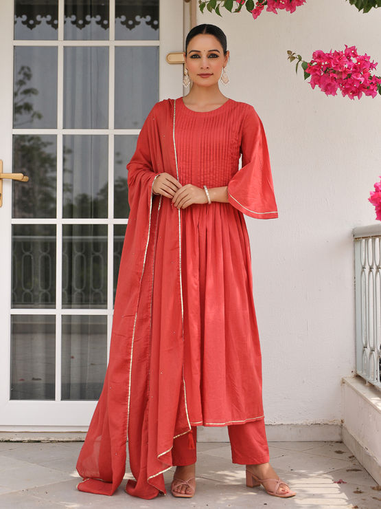 Engagement, Festive, Reception Orange color Malmal fabric Salwar Kameez ...