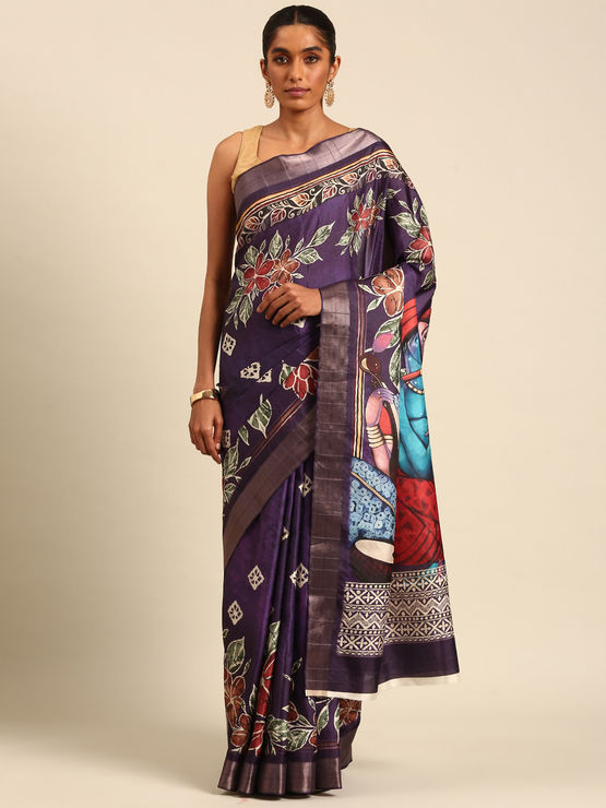 Party Wear, Traditional Purple and Violet color Cotton fabric Saree ...