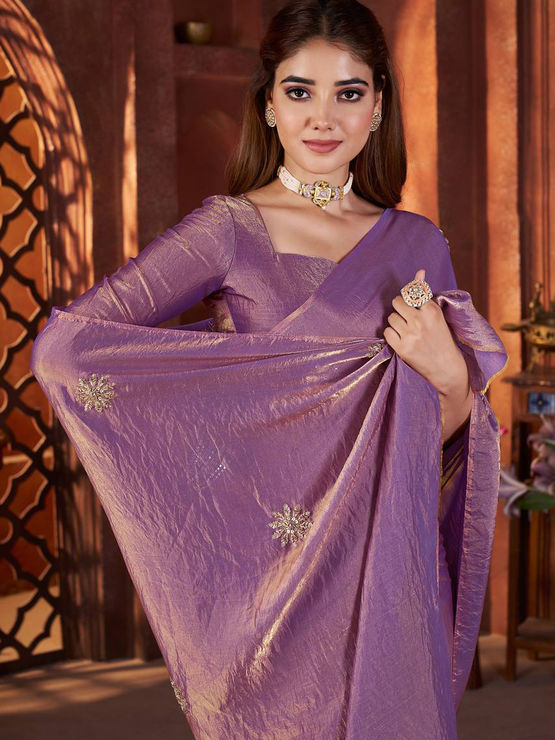 Festive, Party Wear, Traditional Purple and Violet color Satin Silk ...