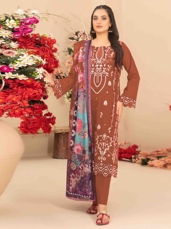 Festive, Party Wear Beige and Brown color Cotton fabric Salwar Kameez ...
